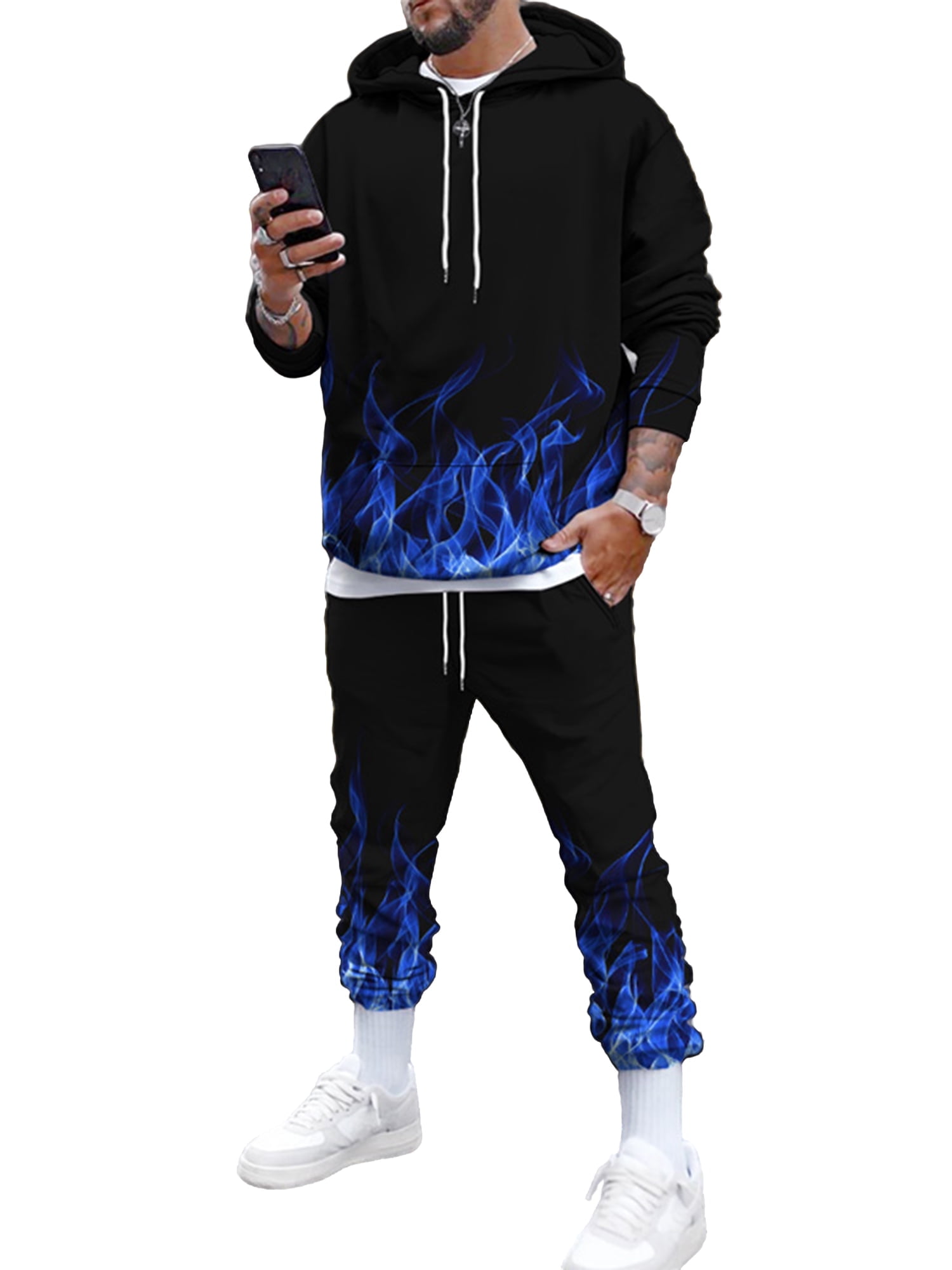 Frontwalk Mens Sweat Suit Set Plus Size Tracksuit Jogging 2 Piece ...