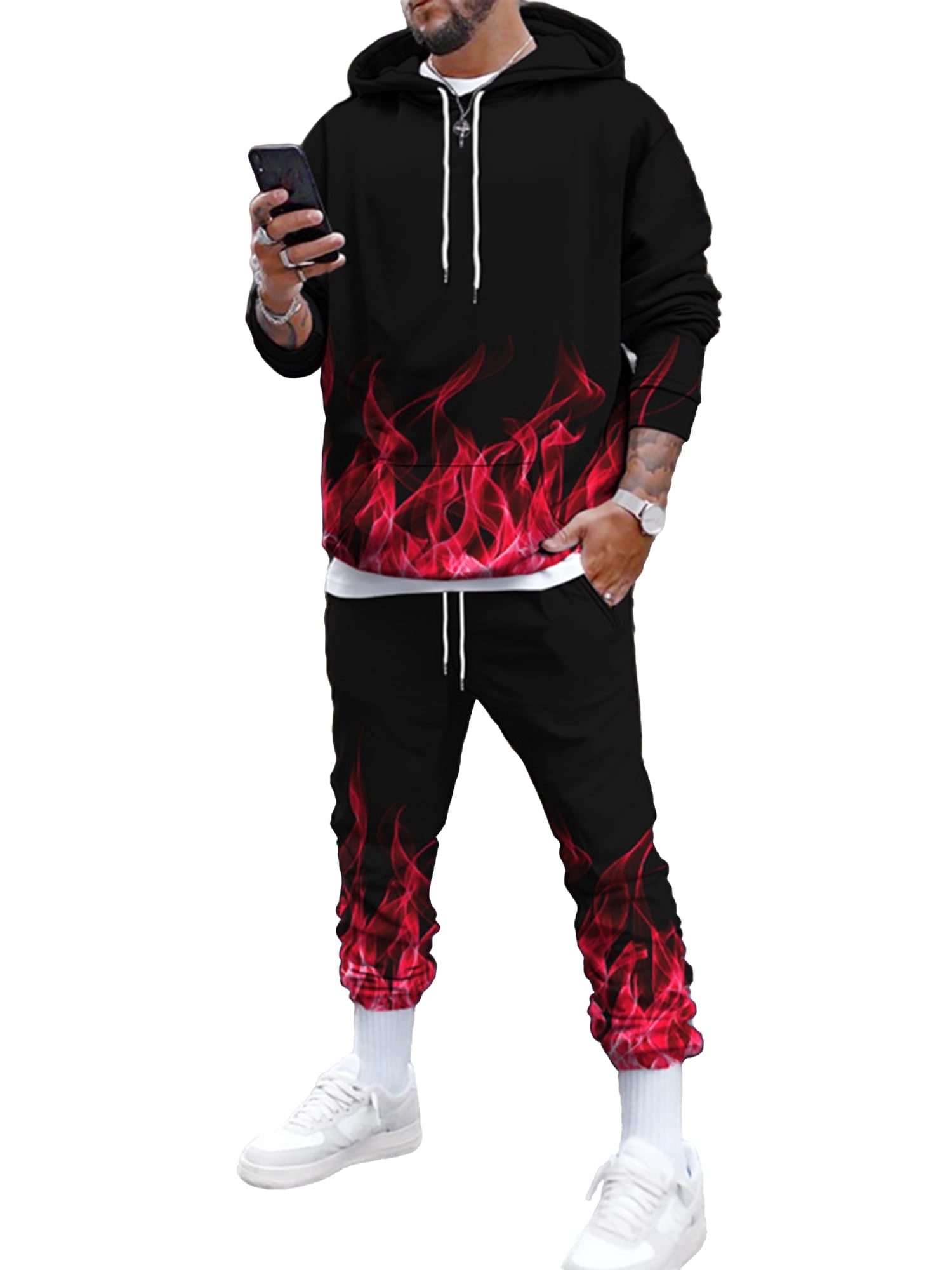 Frontwalk Mens Sweat Suit Set Plus Size Tracksuit Jogging 2 Piece ...