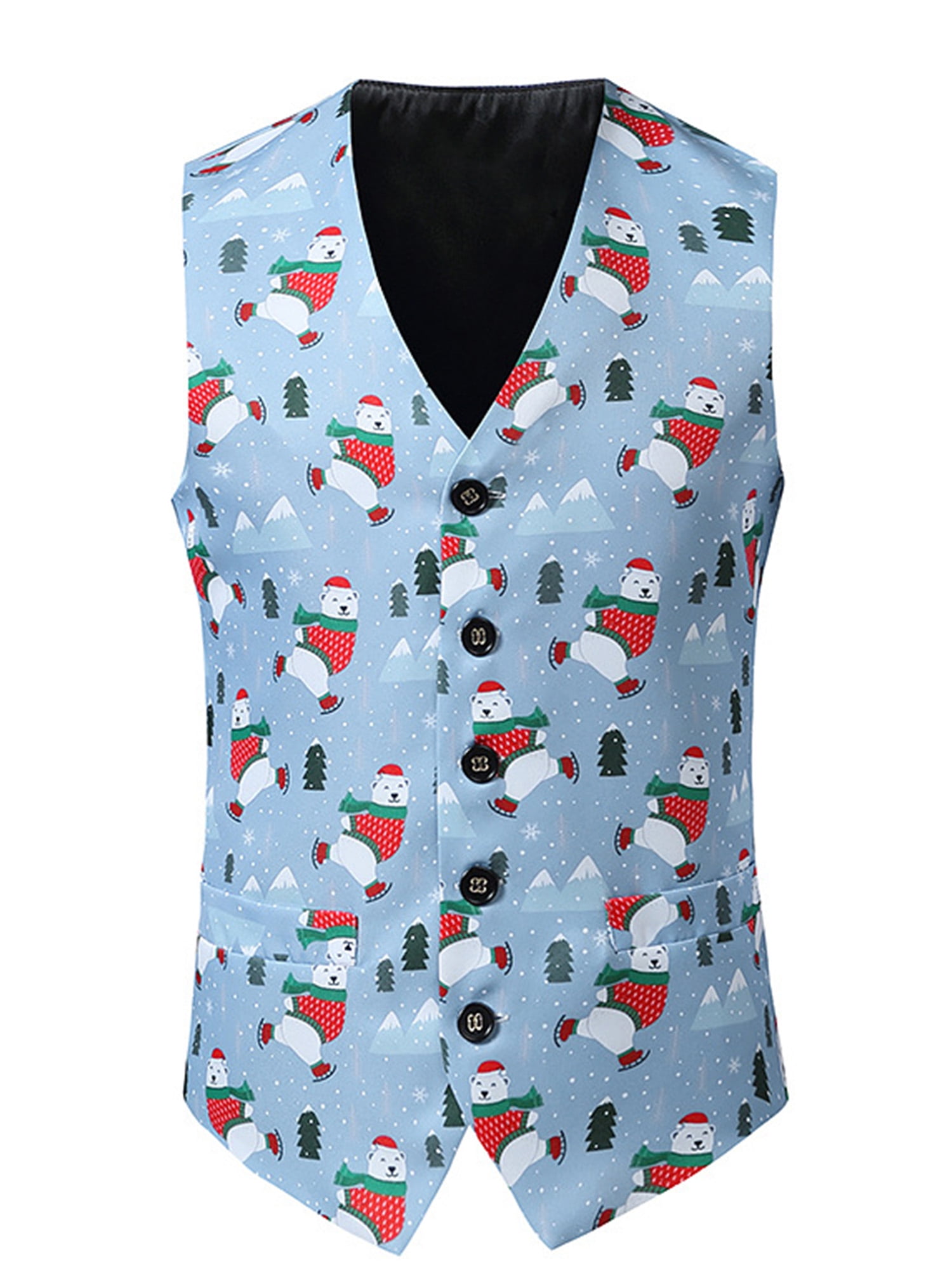 Frontwalk Mens Xmas Vest Snowman Print Jacket Sleeveless Christmas ...