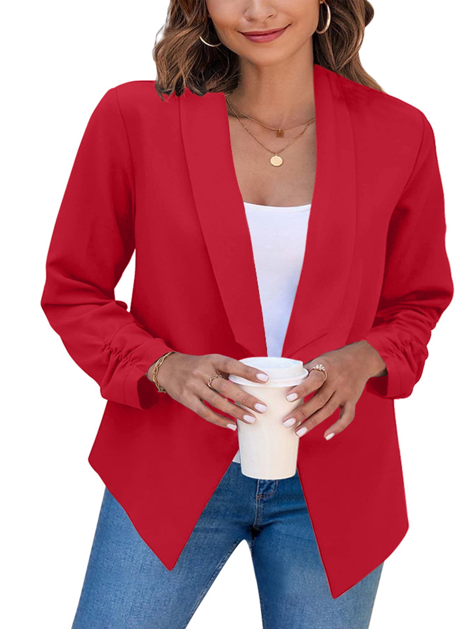 Frontwalk Oversized Casual Blazers For Women Long Sleeves Open Front ...