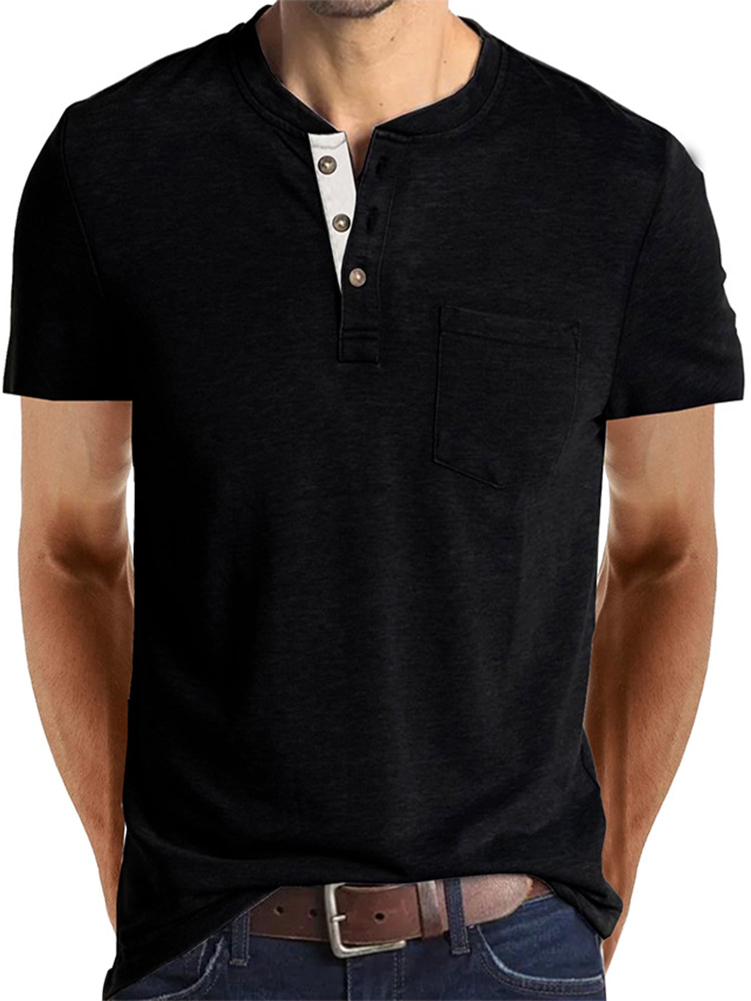 Frontwalk Pullover Tops for Men Short Sleeve Henley Shirts Classic Fit ...
