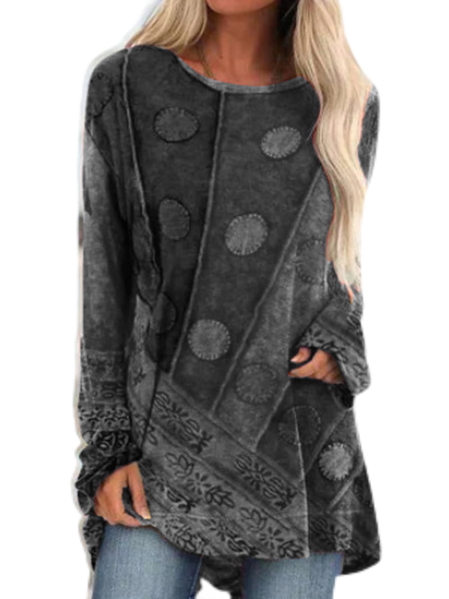 Frontwalk Women's XL Tunic Blouse, Long Sleeve, High Low Ethnic Style ...