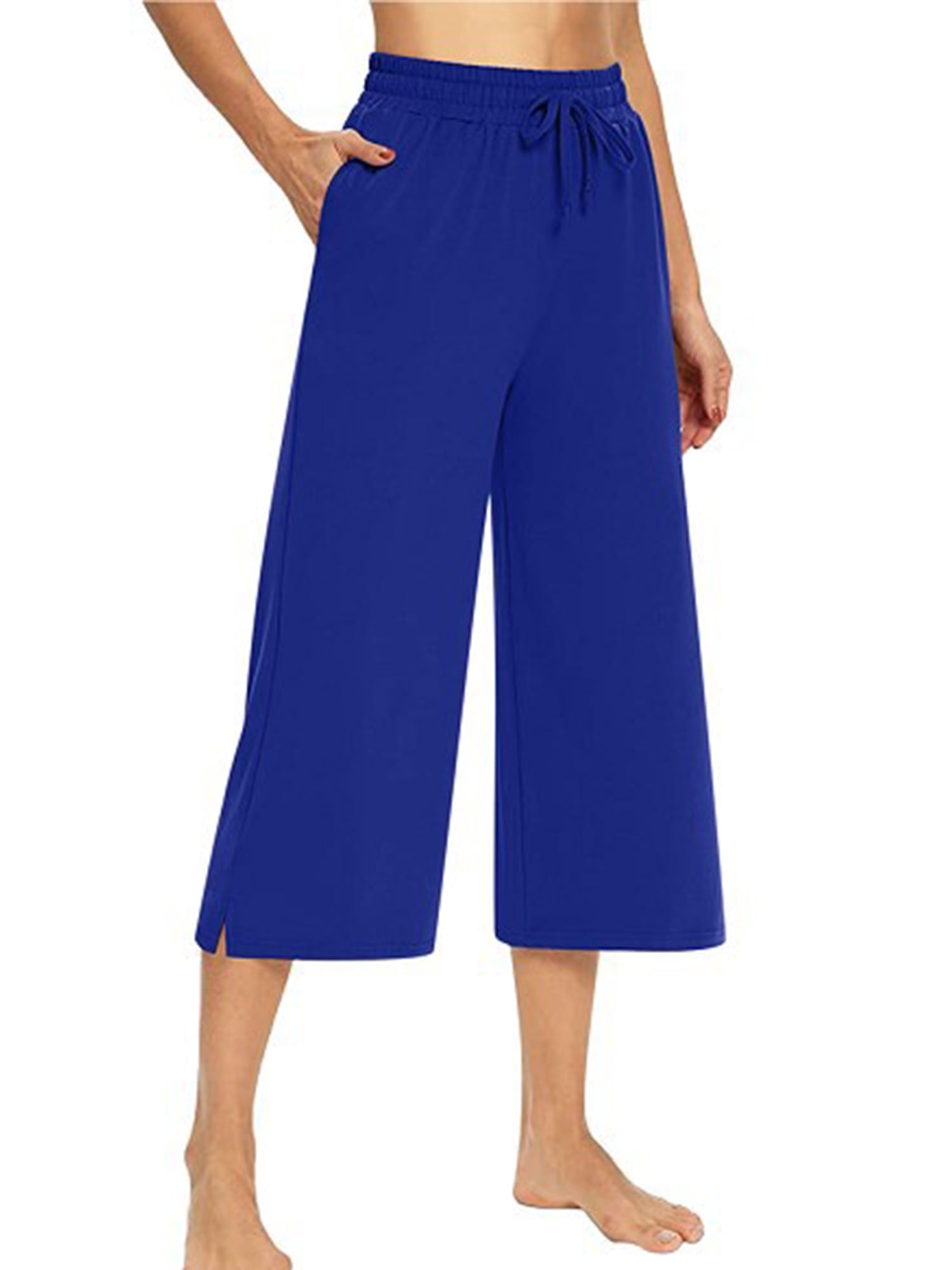 Frontwalk Wide Leg Capri Sweatpants for Women Casual Pajamas Pjs Lounge ...