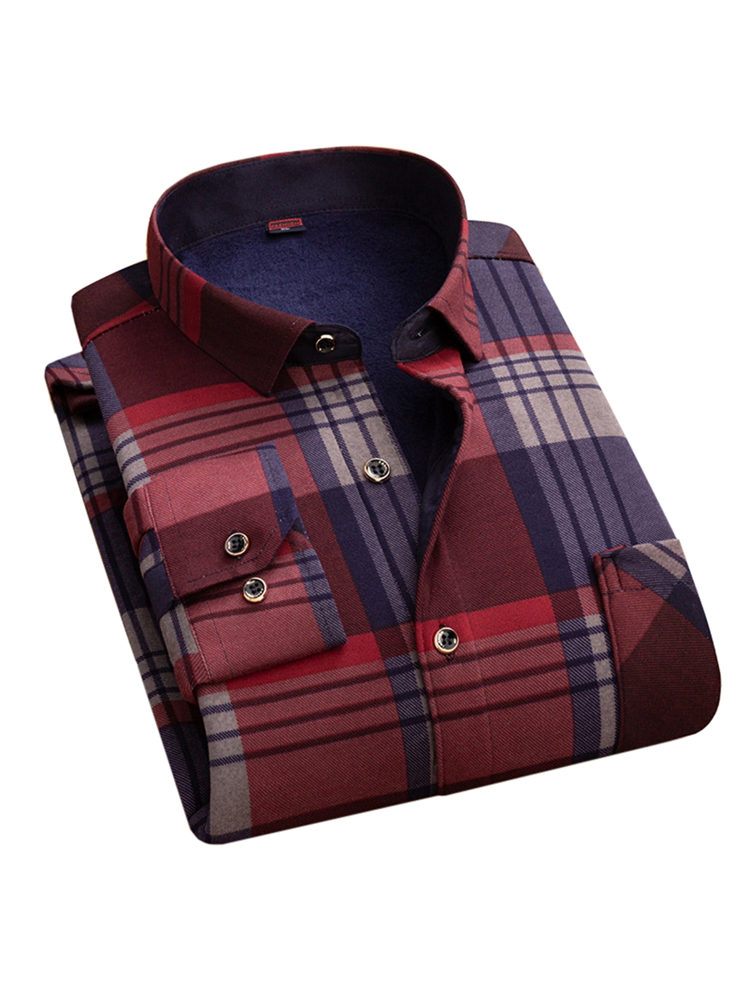 Frontwalk Winter Basic Fleece Shirt for Men Casual Long Sleeve Padded ...