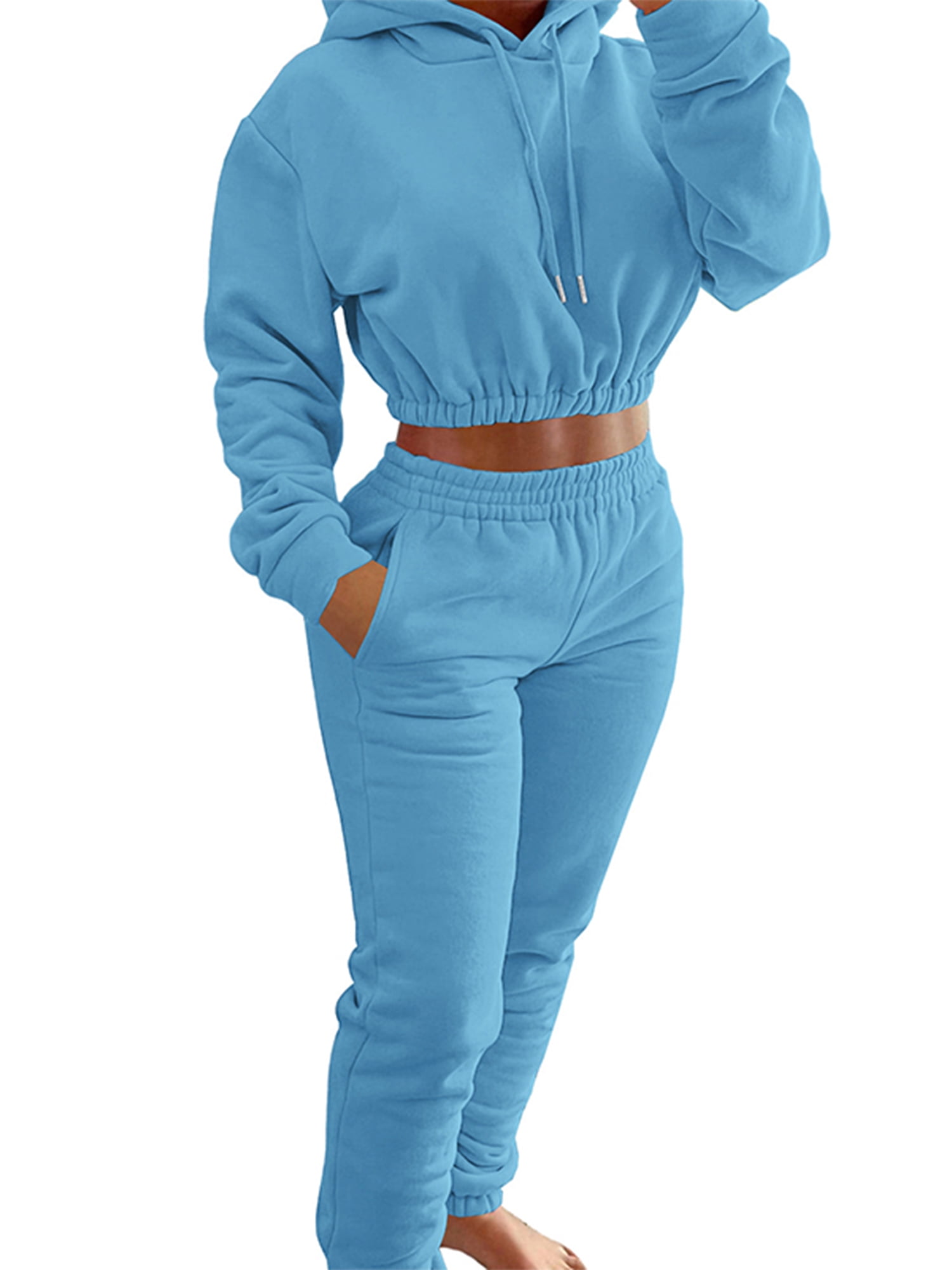 Frontwalk Women 2 Piece Tracksuit Set Casual Sports Hoodies Sweatsuit ...