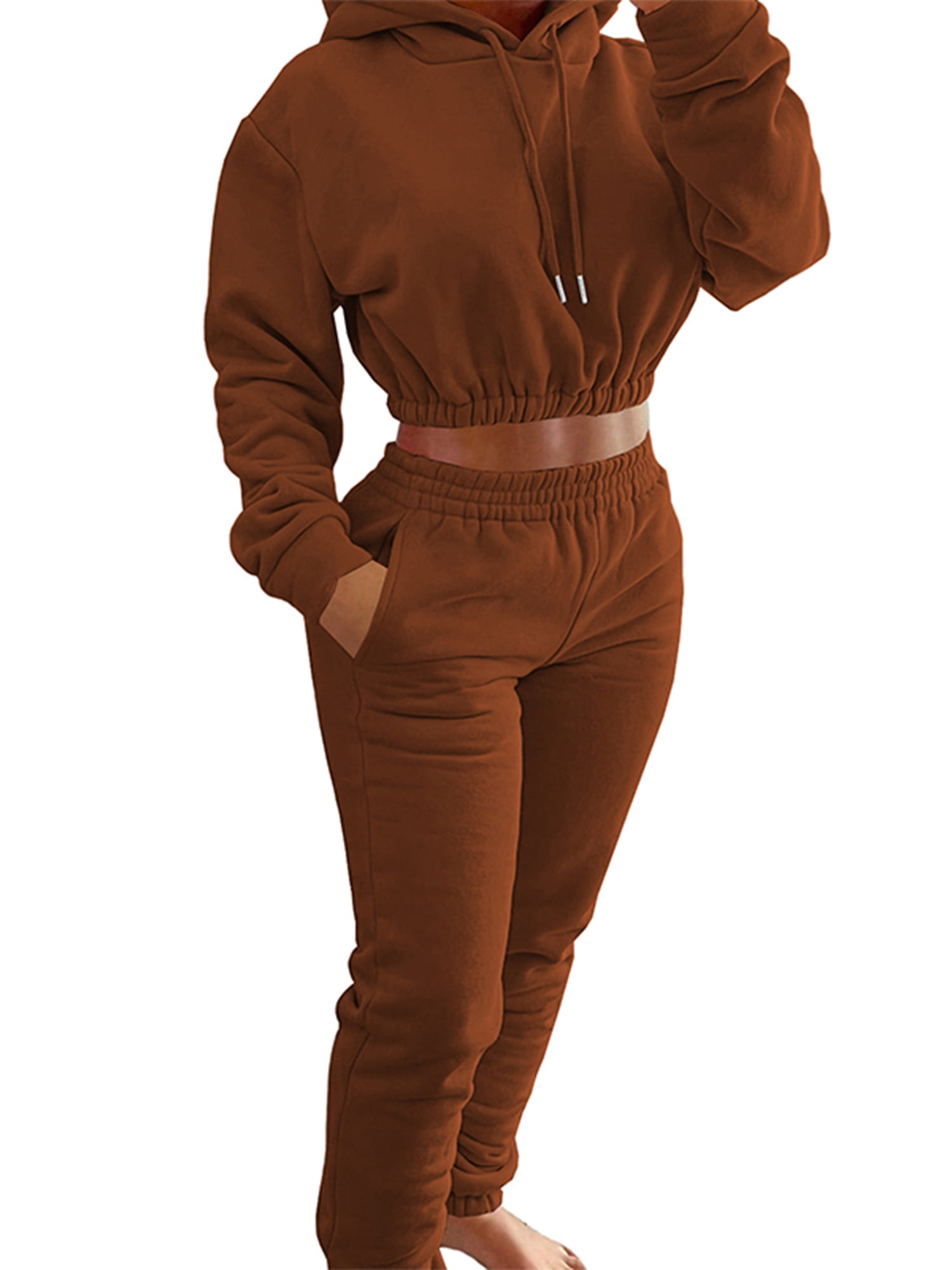 Frontwalk Women 2 Piece Tracksuit Set Casual Sports Hoodies Sweatsuit ...