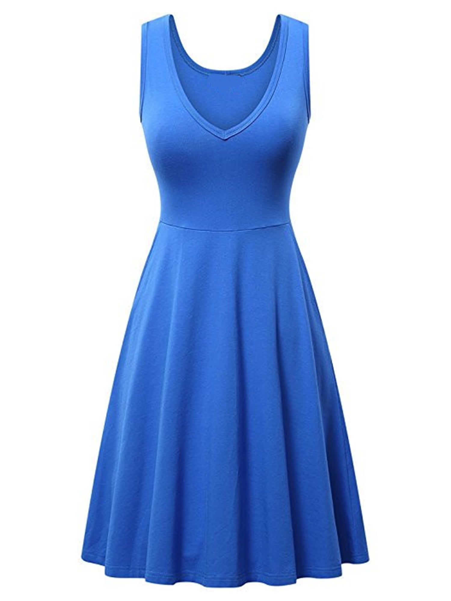 Frontwalk Women A-line Tank Midi Dresses Plain Hawaiian Long Dress ...