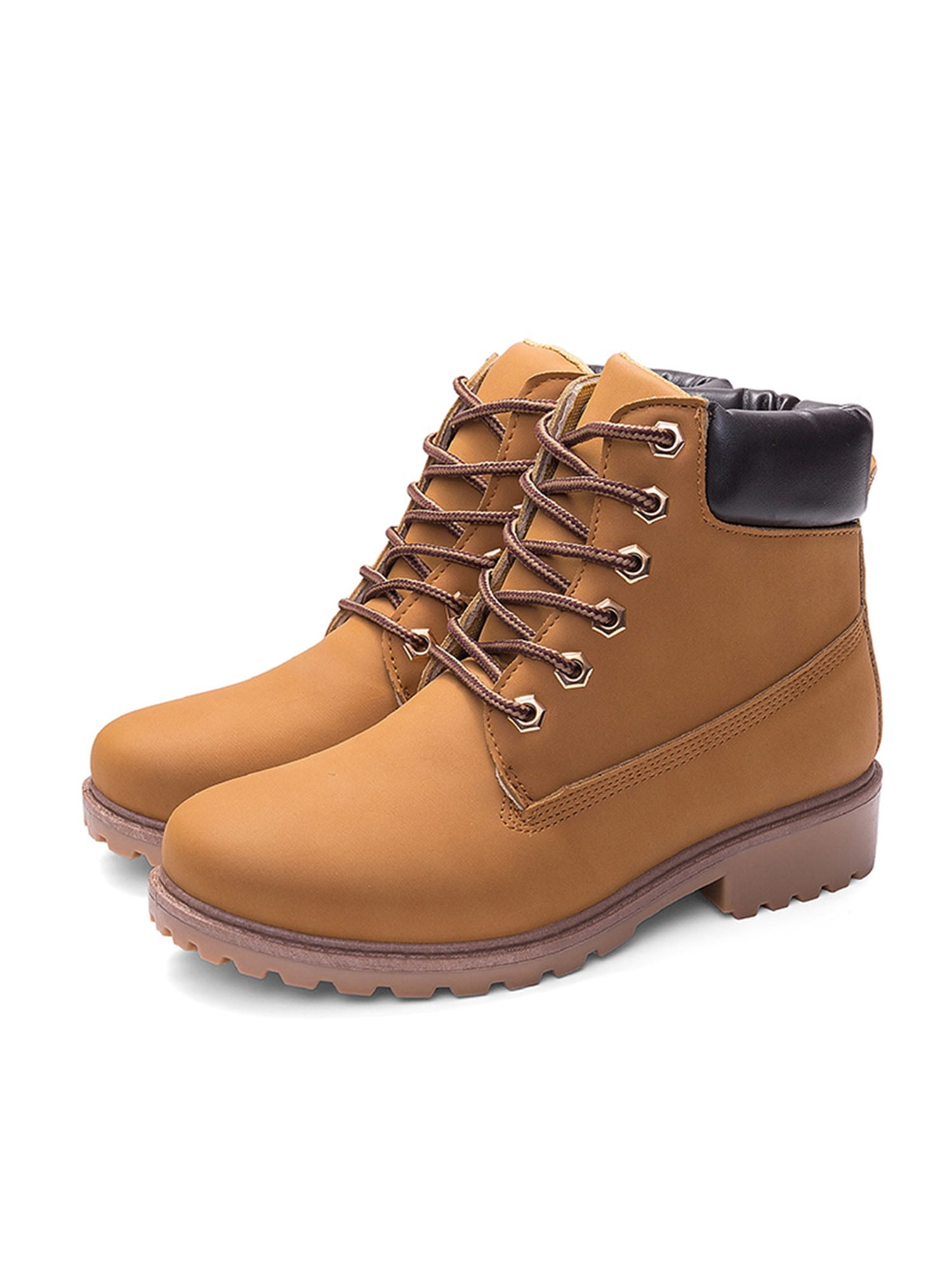 Frontwalk Women Combat Boot Lug Sole Winter Boots Plush Lined Ankle ...