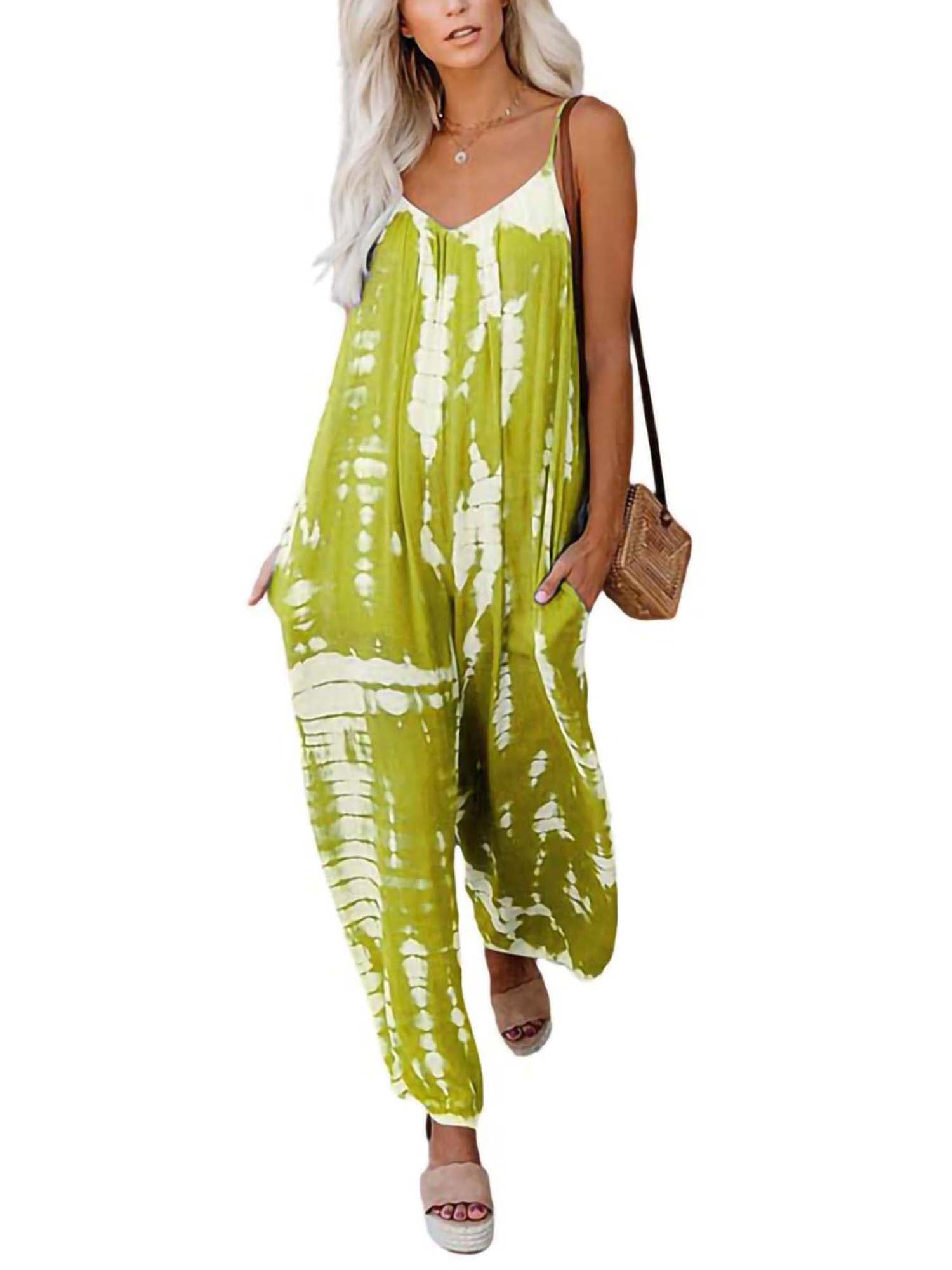 Frontwalk Women Jumpsuits Wide Leg Romper Tie-dye Long Pants Ladies ...
