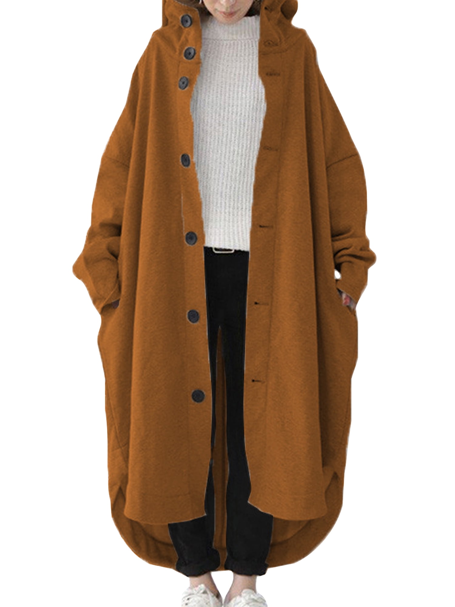 Frontwalk Women Long Maxi Cardigan Trench Coat Button Down Loose ...