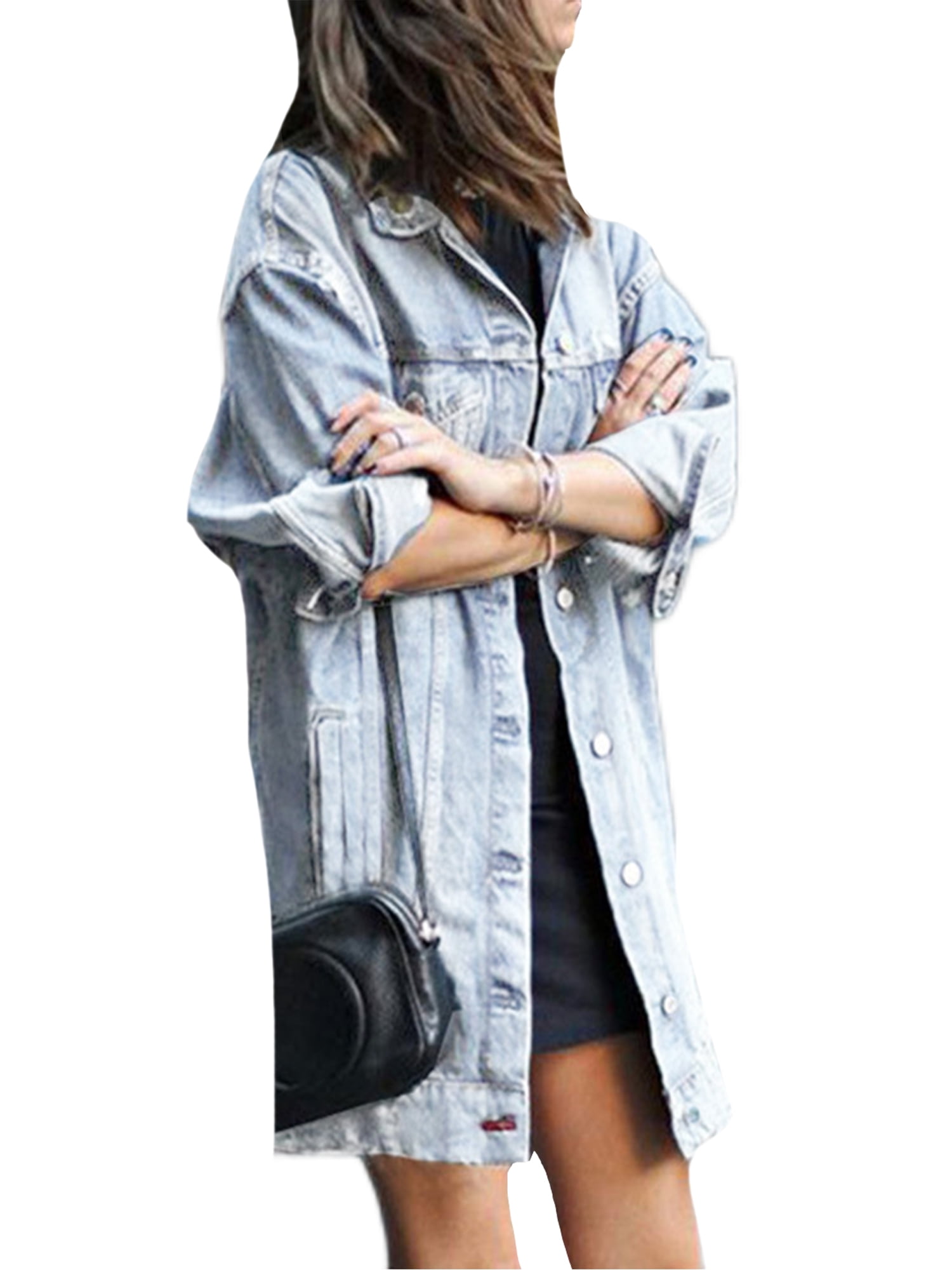 Frontwalk Women's Lightweight Retro Boyfriend Style Denim Jacket ...