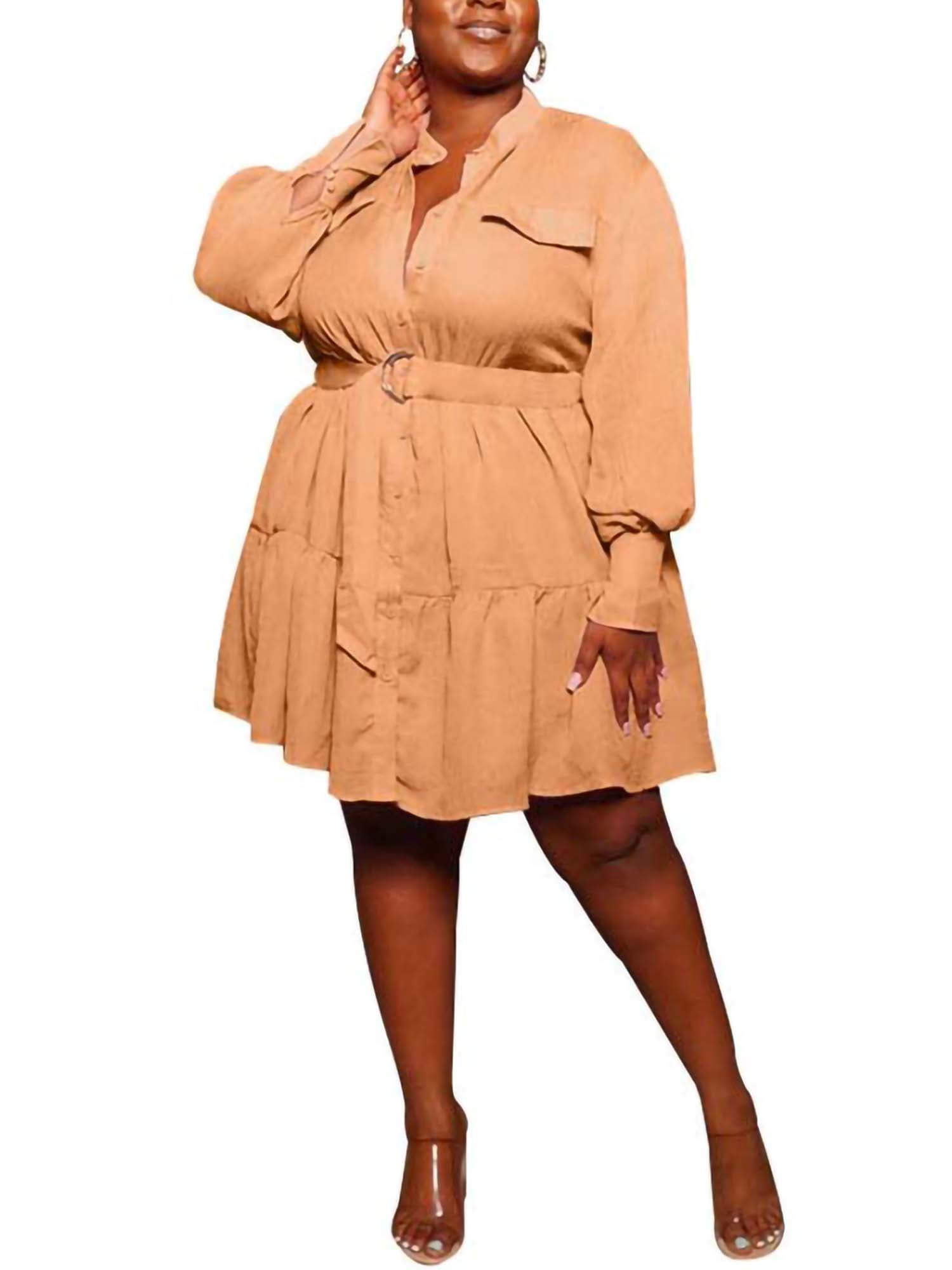 Frontwalk Women Short Dress V Neck Shirt Belted Mini Ladies Bohemian ...