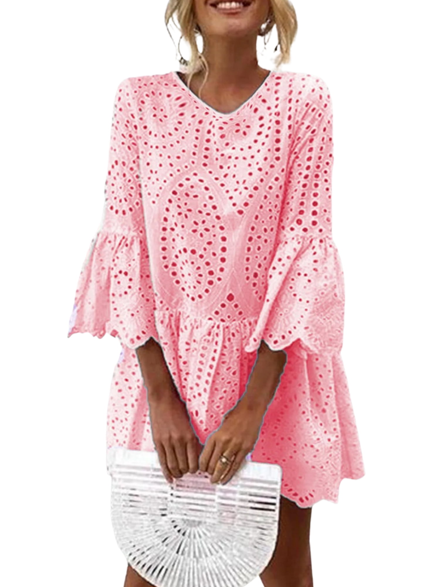 Frontwalk Women Sundress Swing T Shirt Dress Summer Short Mini Dresses ...