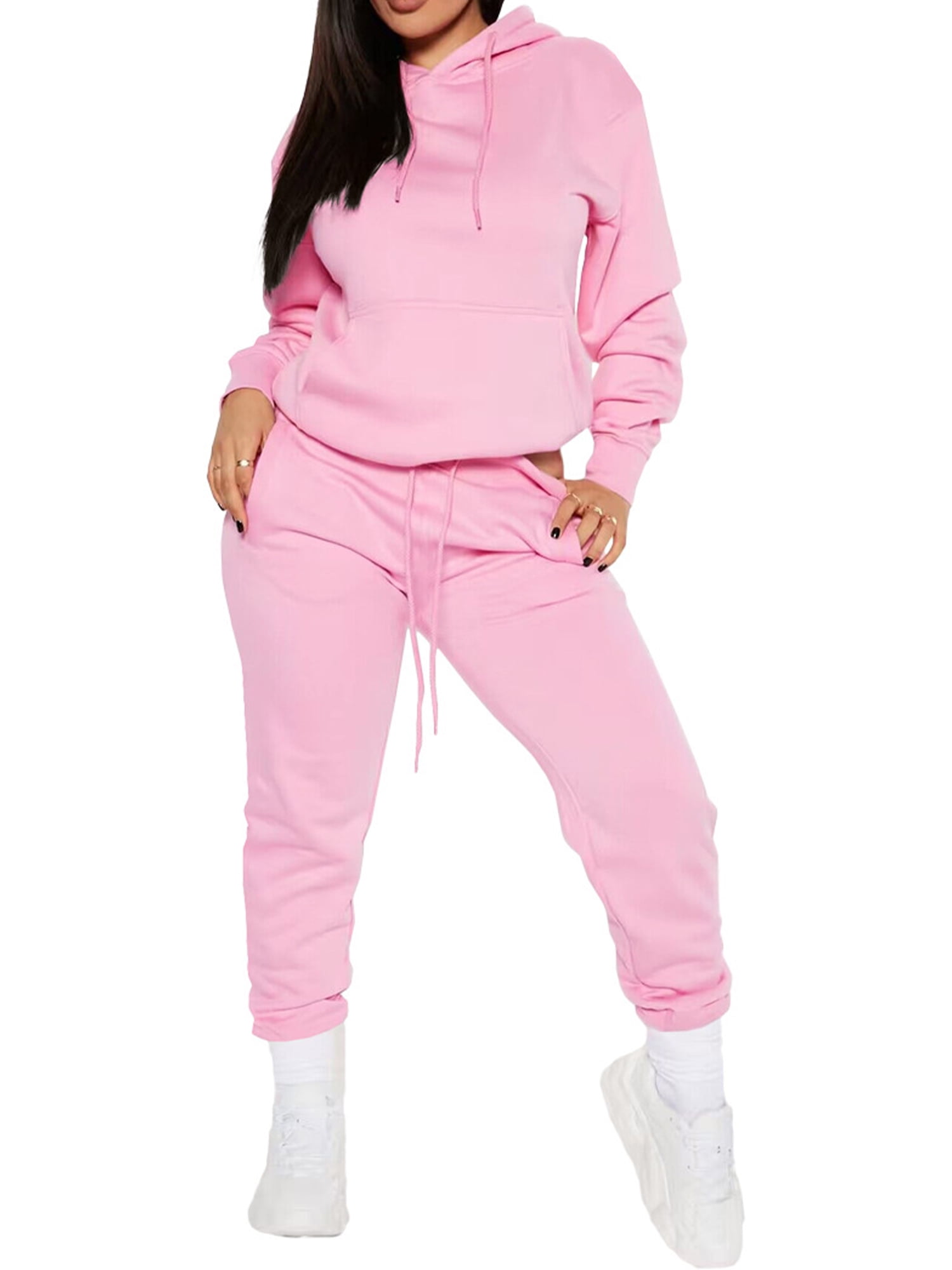 Frontwalk Women Two Piece Outfit Long Sleeve Sweatsuits Hoodies Jogger ...