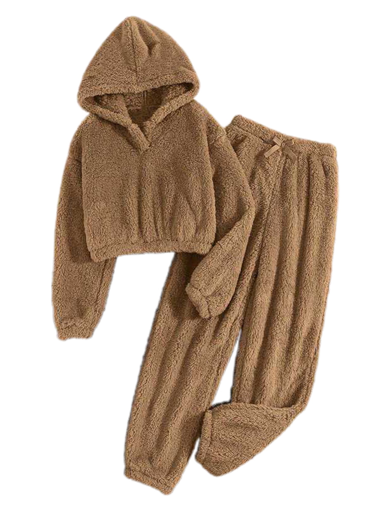 Frontwalk Women's Fuzzy Lounge Set Casual Pajamas Sets With Hood Long ... Frontwalk Women's Fuzzy Lounge Set Casual Pajamas Sets With Hood Long ...
