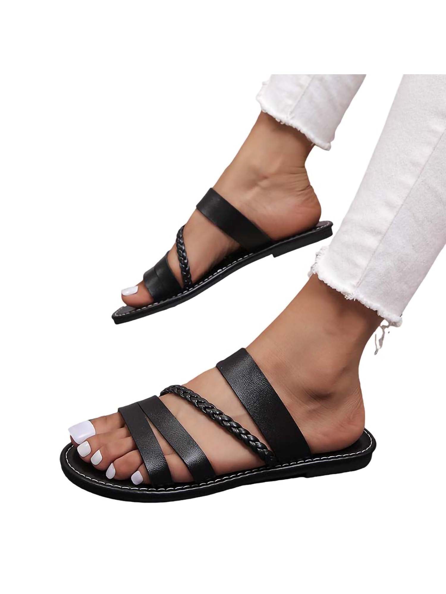 Frontwalk Women's Slides Backless Sandal Slip On Flat Sandals Beach ...