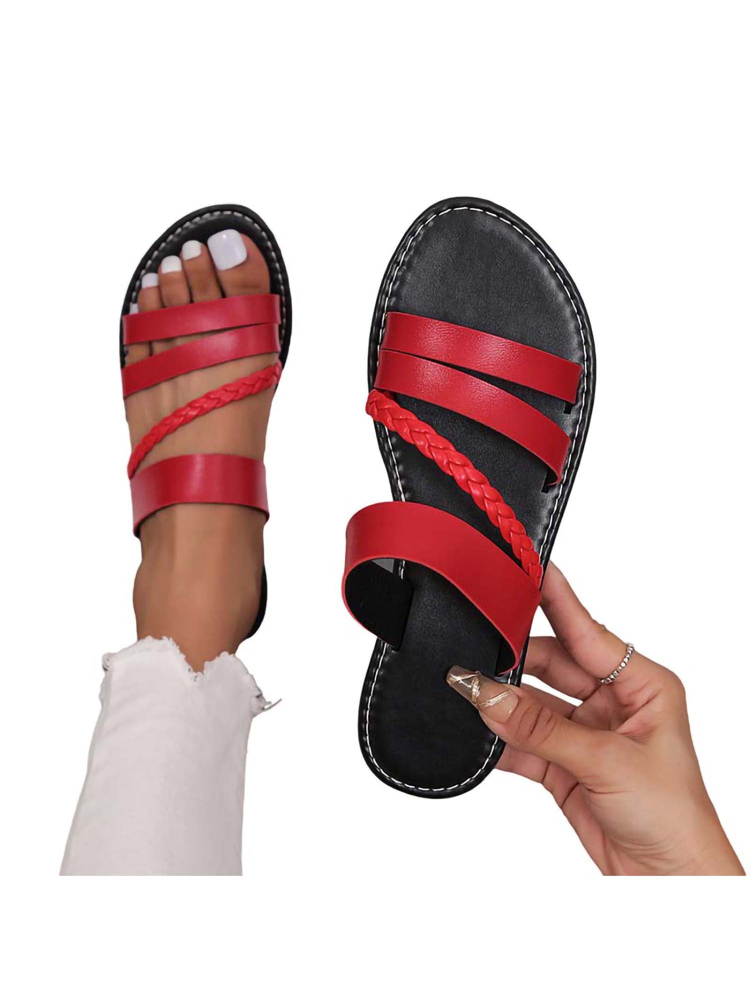 Frontwalk Women's Slides Backless Sandal Slip On Flat Sandals Beach ...