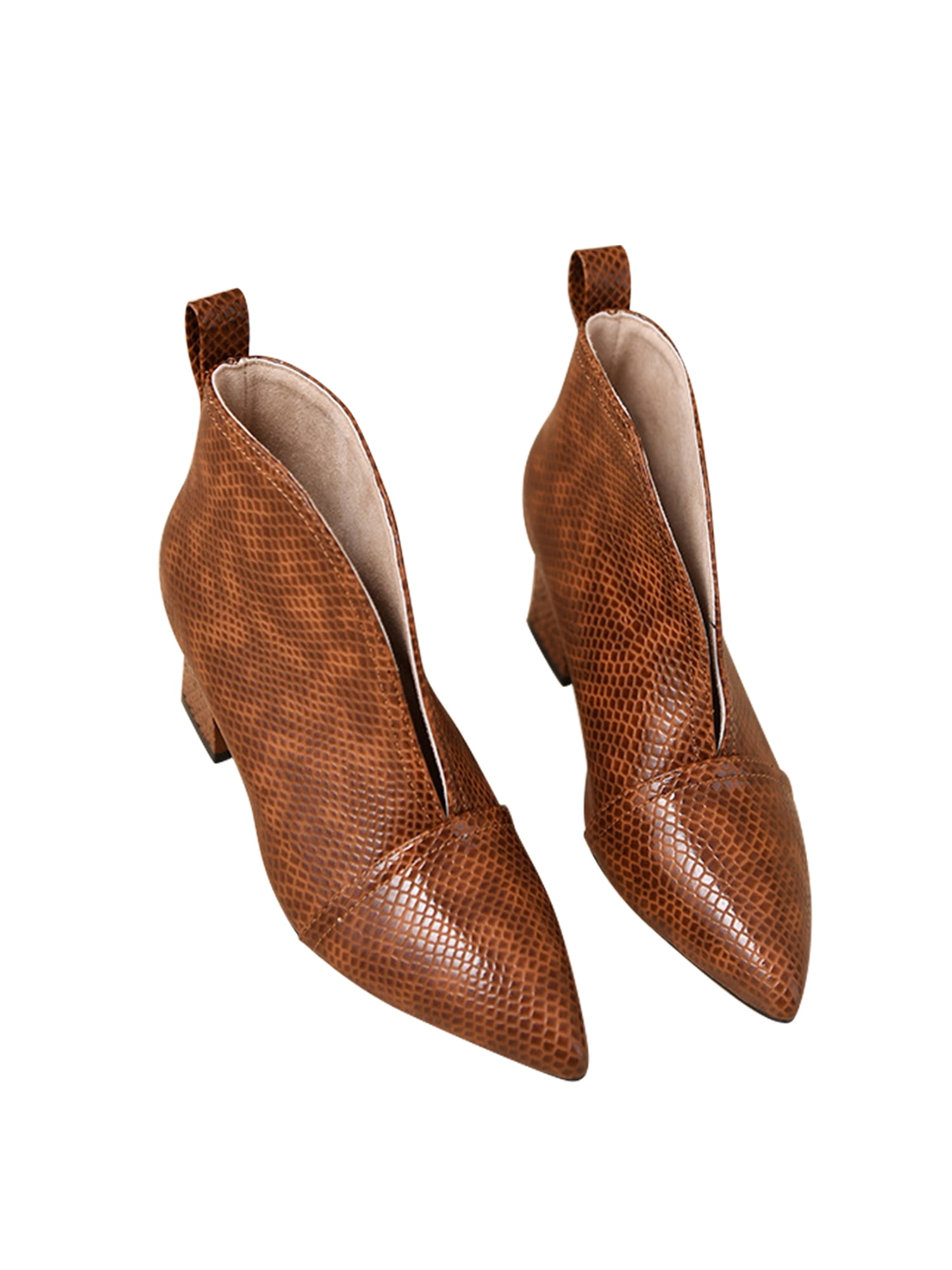 Frontwalk Womens Booties Mid Heels Heeled Boot V-Cut Ankle Boots Party ...