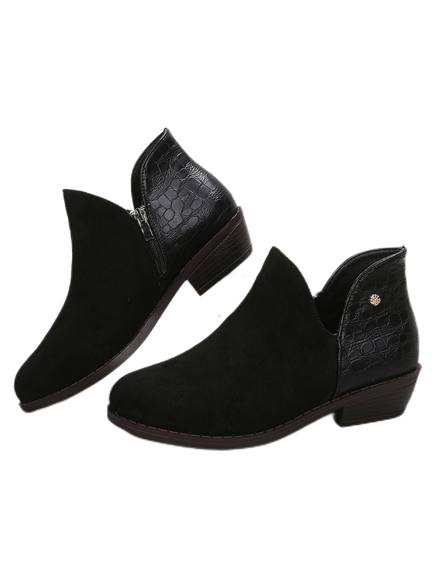 Frontwalk Womens Booties Side Zip Winter Shoes V Cut Ankle Boots Work ...