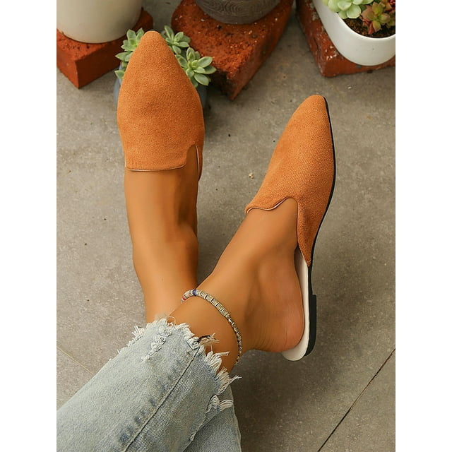 Frontwalk Womens Flat Slides Slip On Backless Loafers Pointed Toe Mules ...