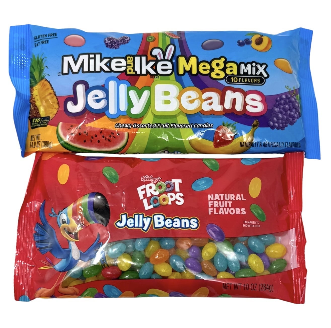 Froot Loop Jelly Beans 10oz and Mike & Ike Mega Mix Jelly Beans 14oz Bundle Mix, Fun Fruit ...