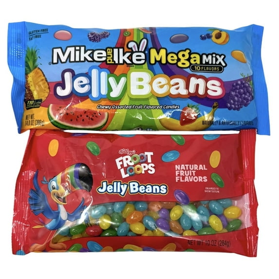 Froot Loop Jelly Beans 10oz and Mike & Ike Mega Mix Jelly Beans 14oz ...
