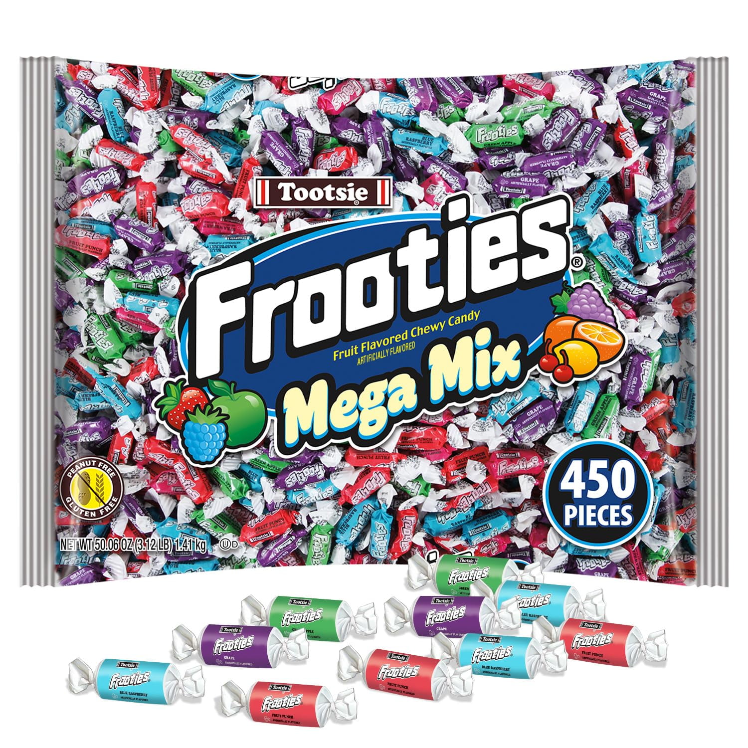 Frooties Mega Mix - 450 Pieces Assorted Fruit Flavor Chewy Candy - Over ...