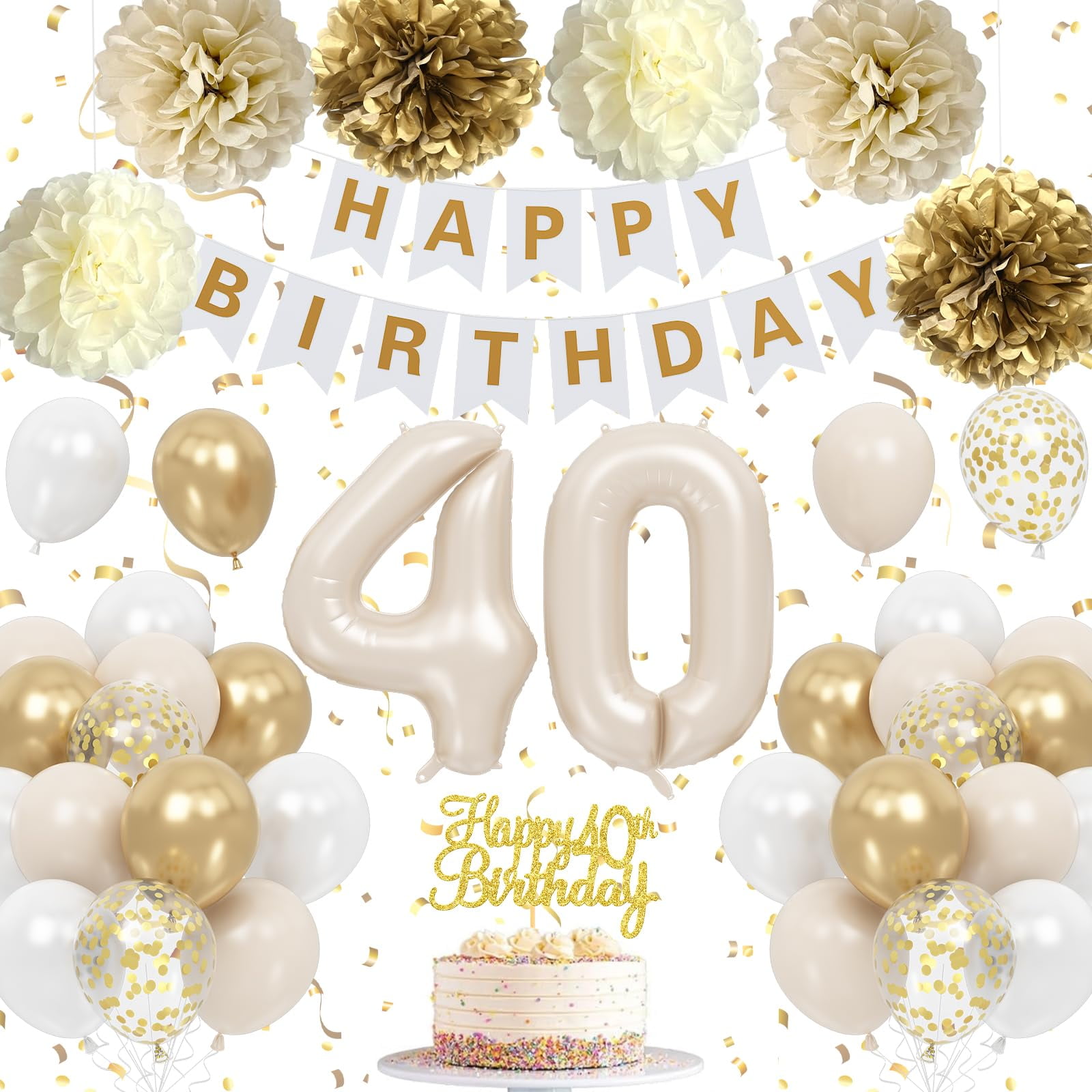 Froova 40th Birthday Decorations for Women SMRMen, Sand Forty Birthday ...