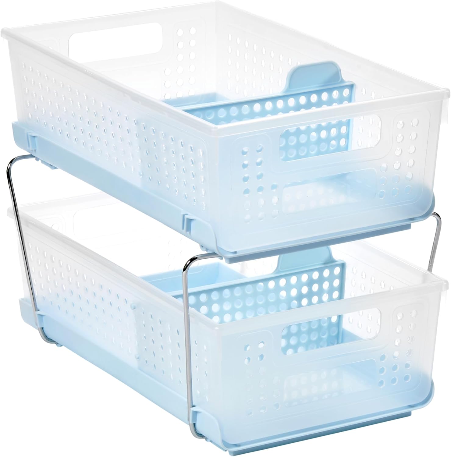 Frost 2-Tier Plastic Multipurpose Organizer with Divided Slide-Out ...
