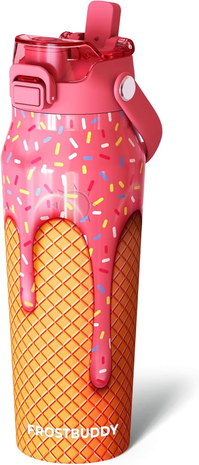 Frost Buddy 24oz Insulated Water Bottle with Straw & Chug Lid | Leak ...