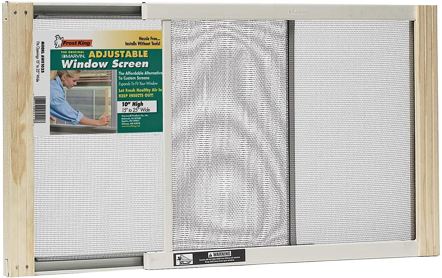 Frost King WB Marvin AWS1025 Adjustable Window Screen, 10in High, Fits ...