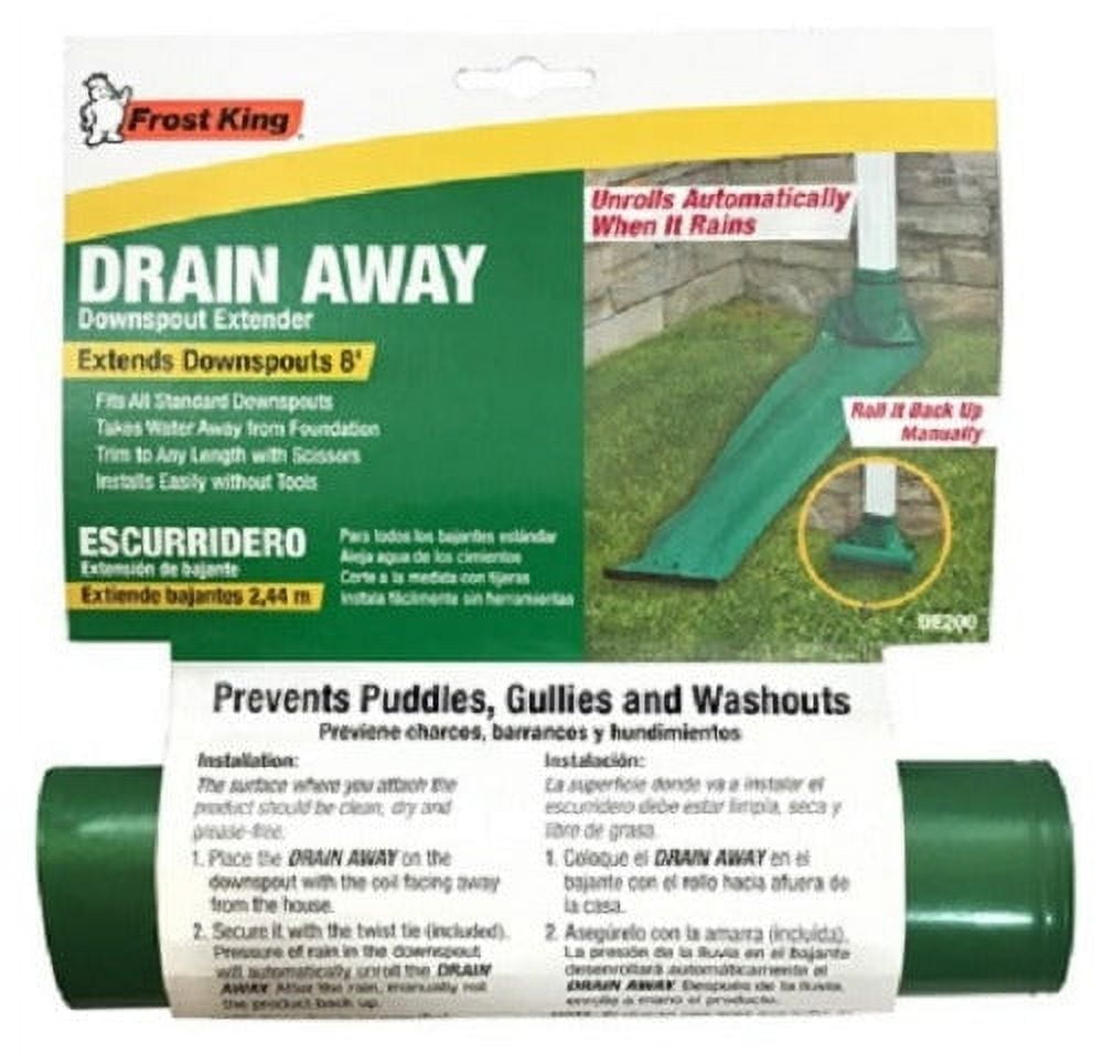 Frost King DE300 12' ft x 7" Green Plastic Flexible Roll Out Downspout ...