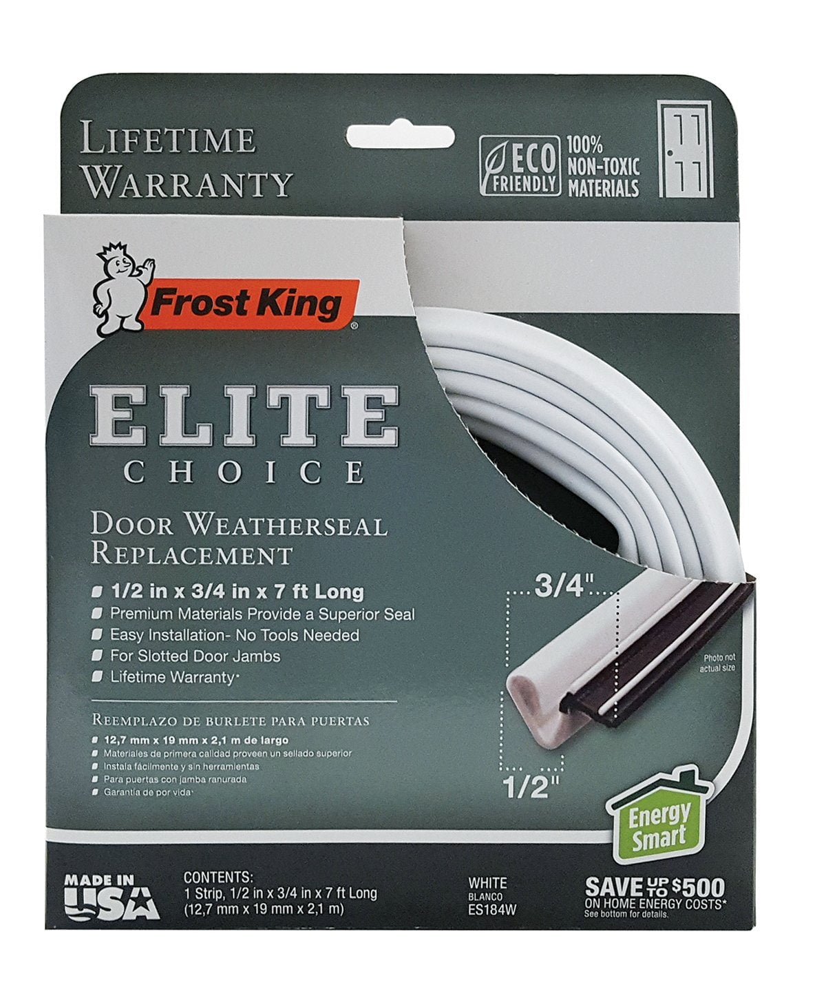 Frost King ES184W Elite Choice Door Weatherseal Replacement, White, 1/2 ...