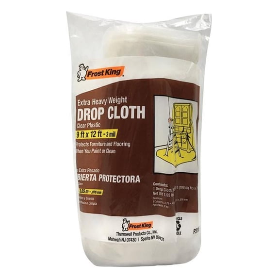Frost King Medium Weight Grade Plastic Drop Cloth - Clear - 9 x 12 ft ...