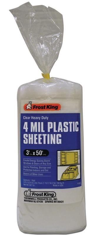 Frost King P350 P350CW Polyethylene Sheeting, 50 ft L, 3 ft W, Clear ...