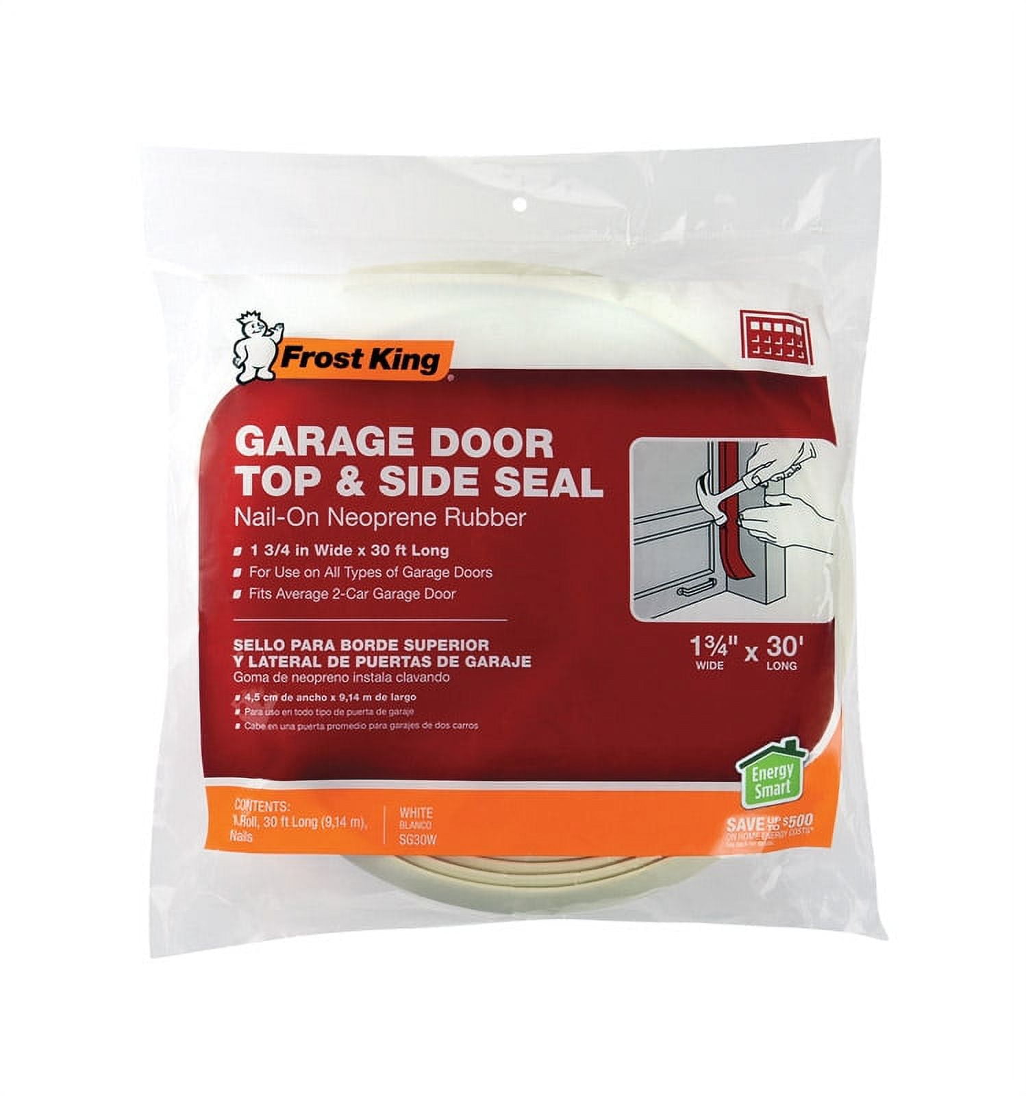 Frost King® SG30WH Vinyl Garage Door Weather Seal - Side and Top Kit, 1 ...