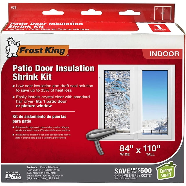 Frost King V76H Indoor Shrink Door Kit, 84in x 110in, Clear Plastic ...