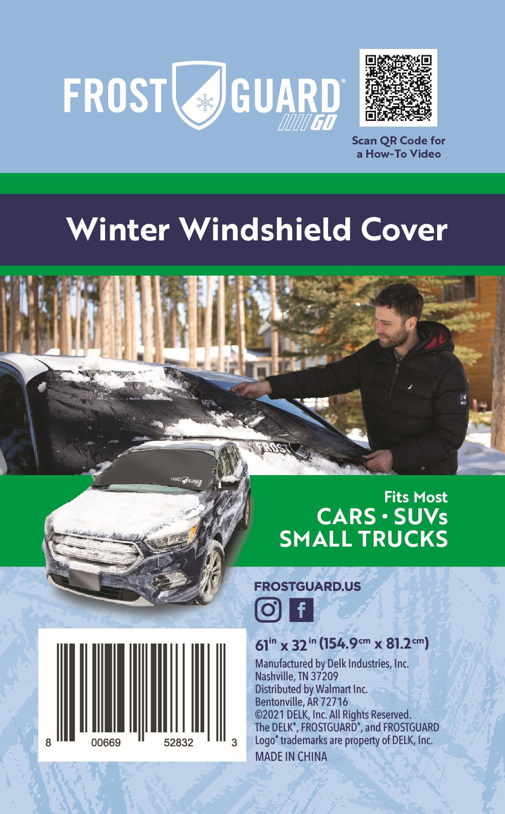 FrostGuard Go Winter Windshield Cover for Snow and Ice, One Size ...