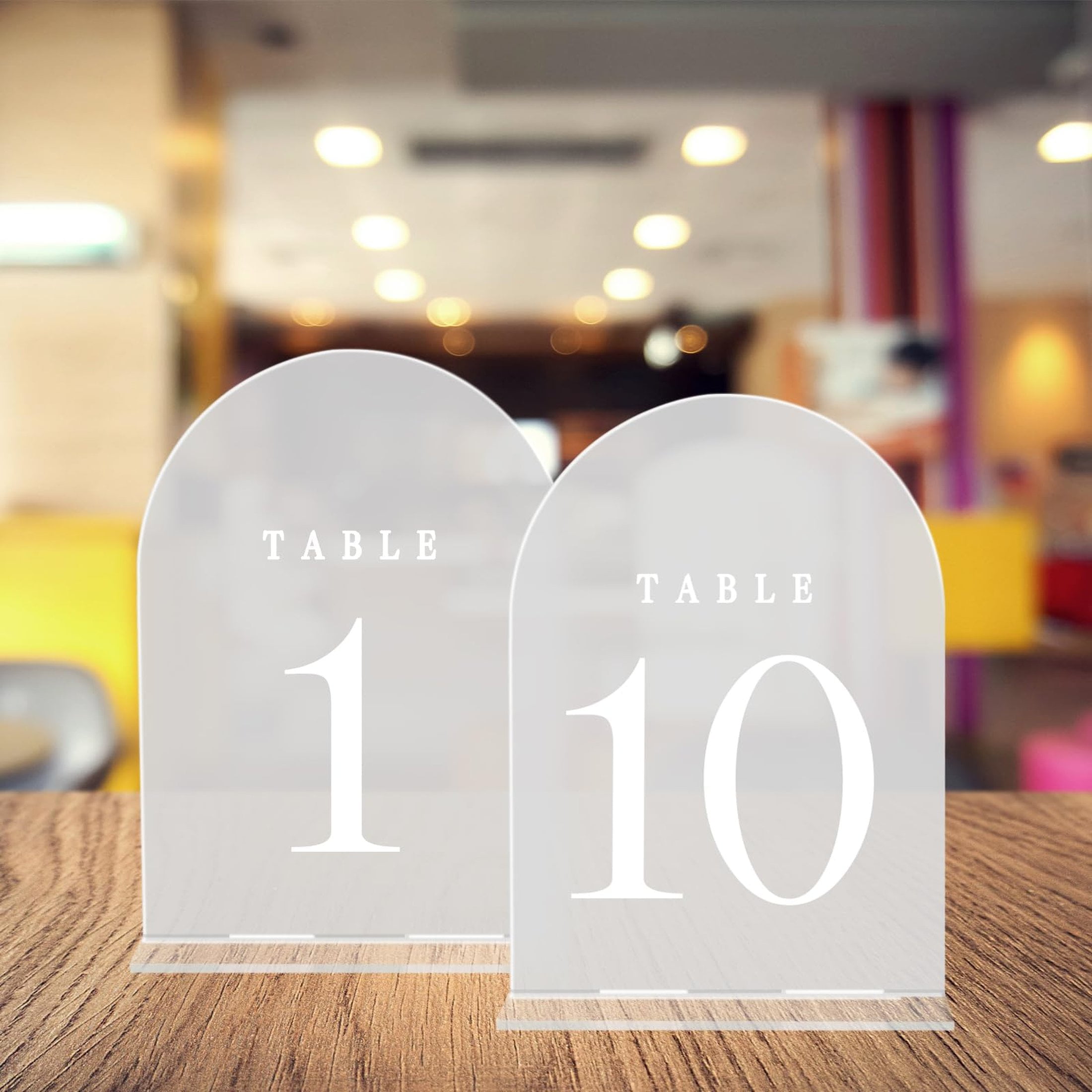 Frosted Arch Acrylic Table Numbers Set 1-10 with Stand, Elegant Clear ...