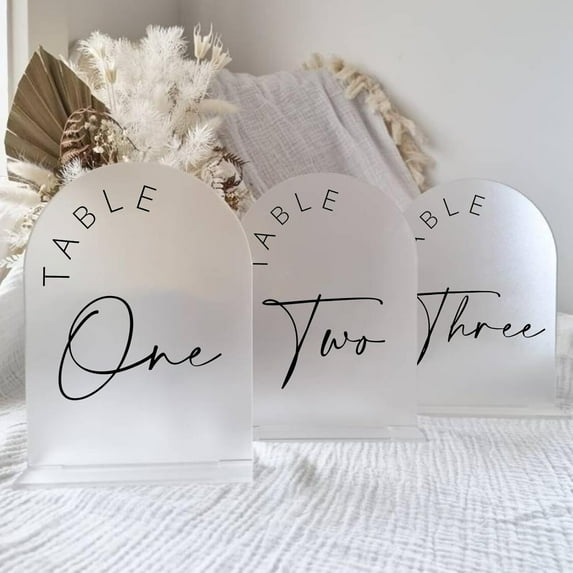 Frosted Arch Wedding Table Numbers 1-30 with Stands, 5x7 Inch Frosted ...