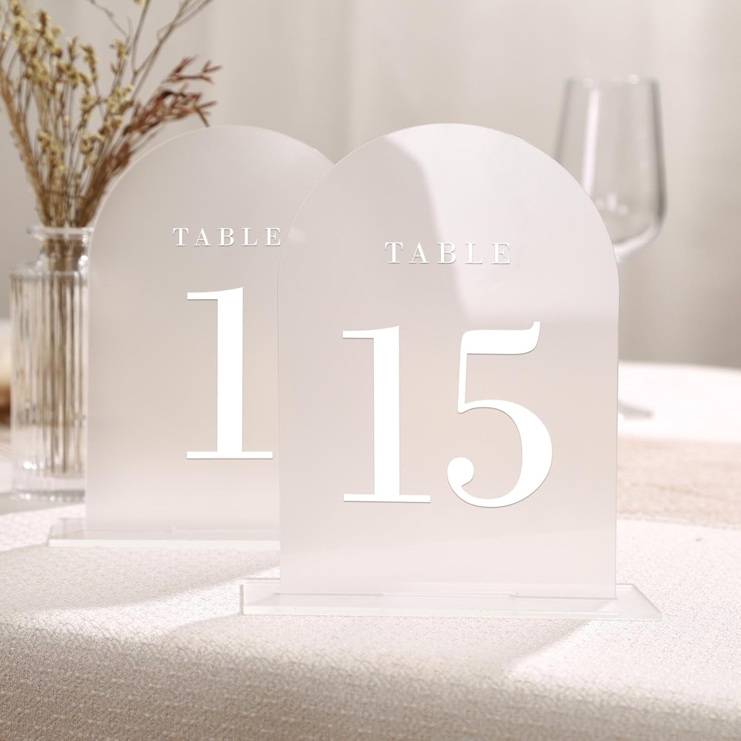 Frosted Arch Wedding Table Numbers with Stands 1-15, 5x7" Acrylic ...