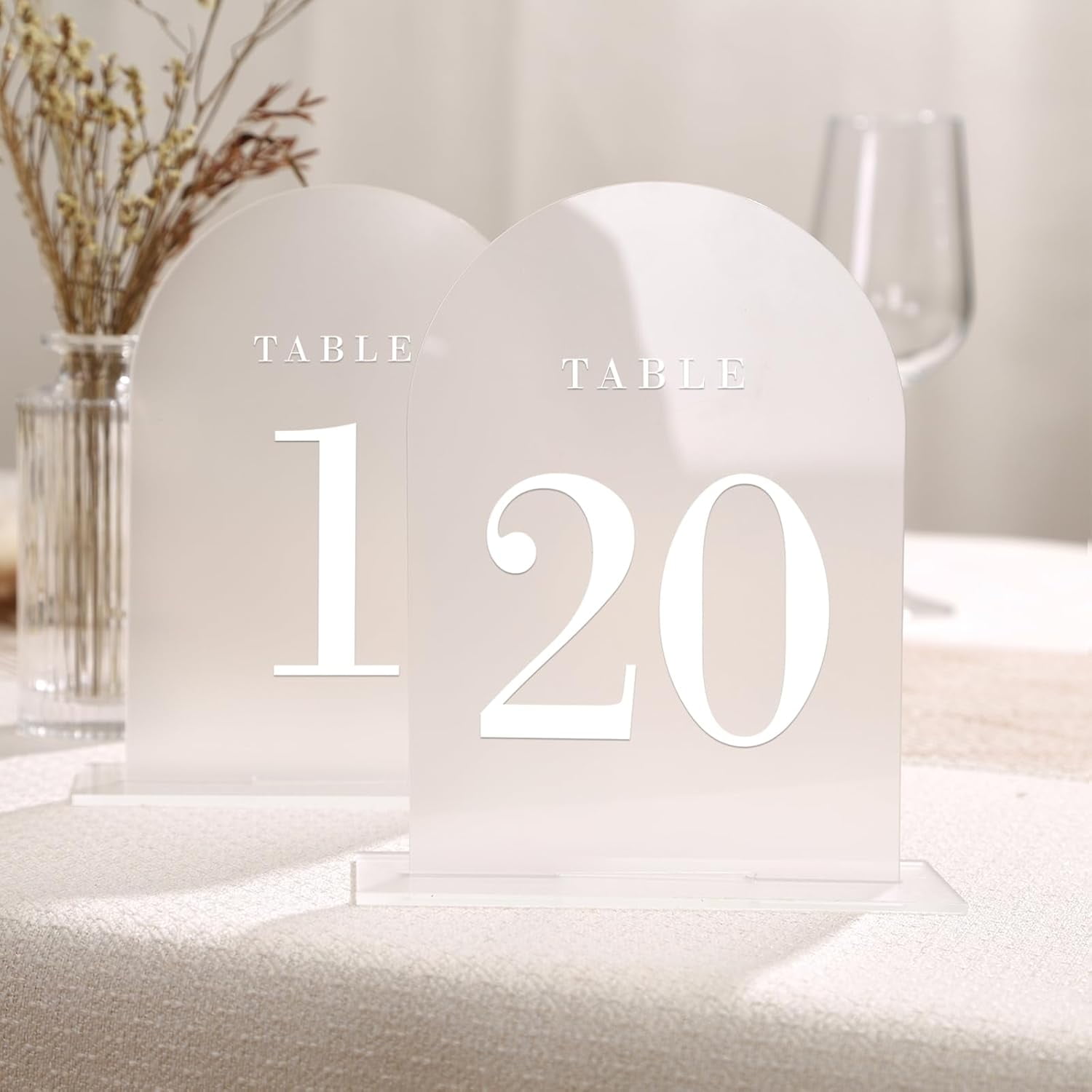 Frosted Arch Wedding Table Numbers with Stands 1-20, 5x7" Acrylic ...