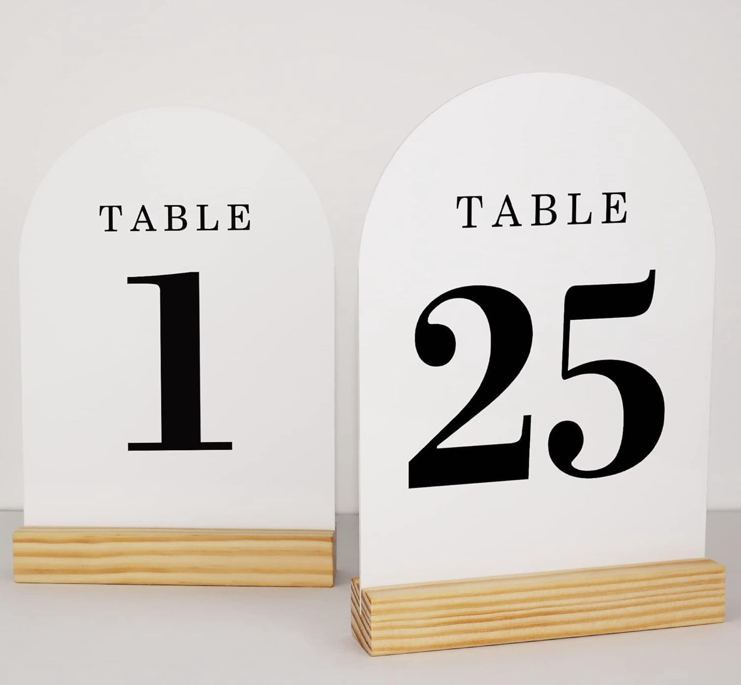 Frosted Arch Wedding Table Numbers with Wooden Stands Holders, 5x7 ...