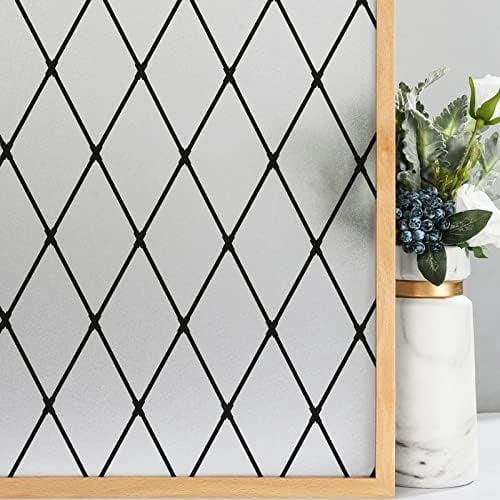 Frosted Black Lattice Window Film Static Cling Window Privacy Films ...