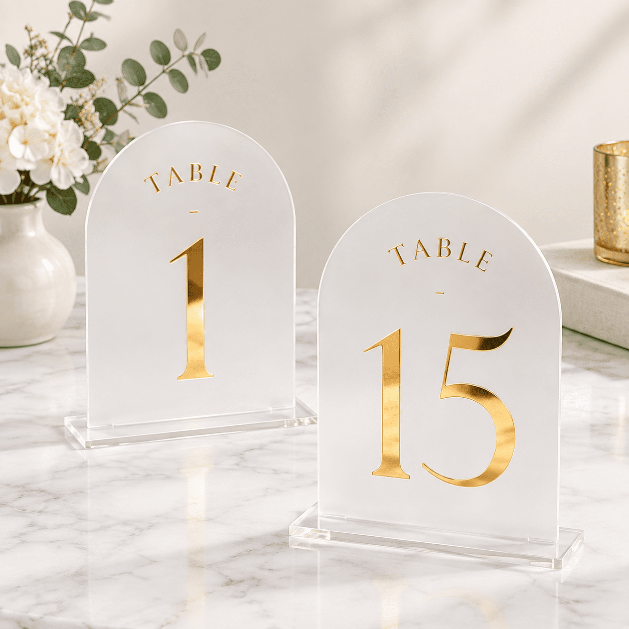 Frosted- Font 1-15 Table Numbers with Stands, 5x7 Inch Pack of 15 ...