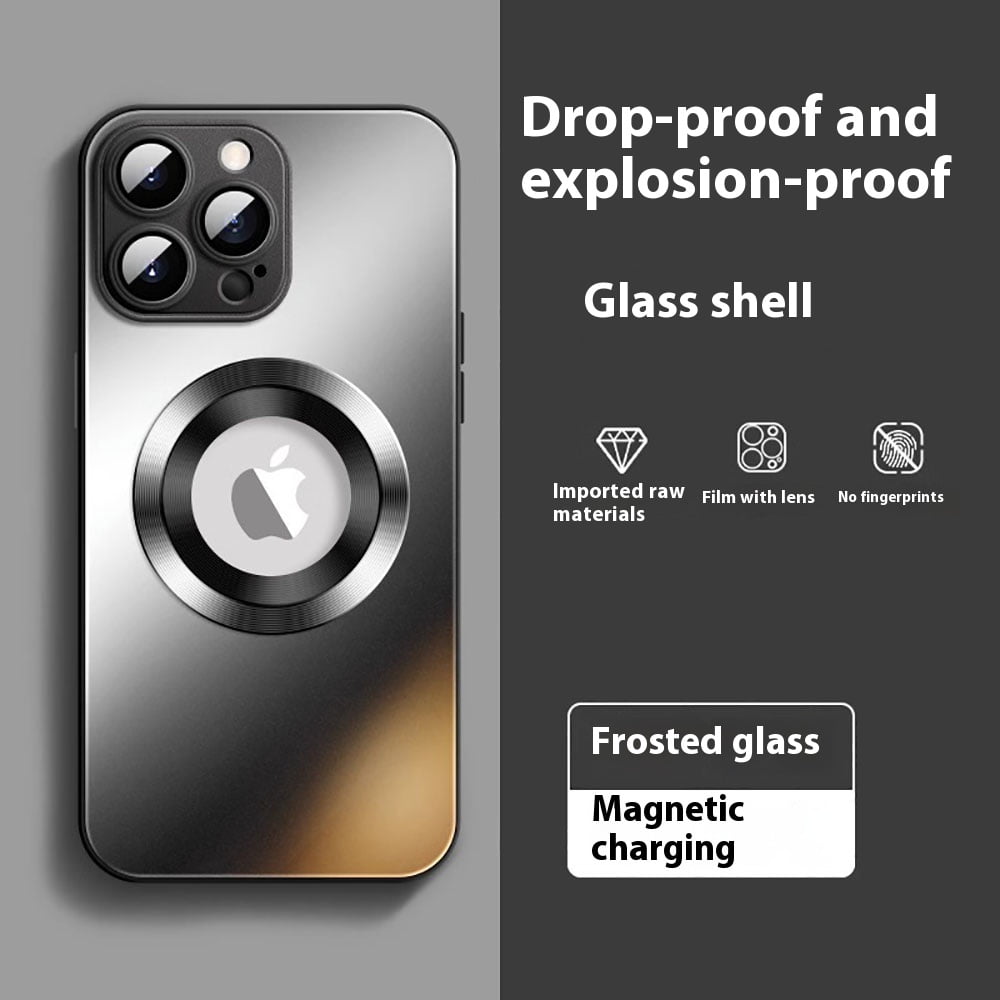 Frosted Glass Phone Case with Lens Protector Magnetic Hard Shell ...