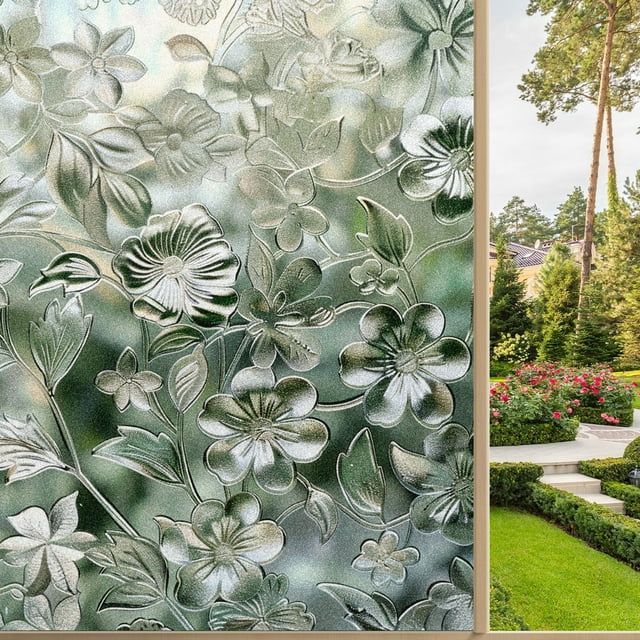 Frosted Glass Window Film Privacy Film Stained Glass Decals for Bathroom Shower Door Non ...