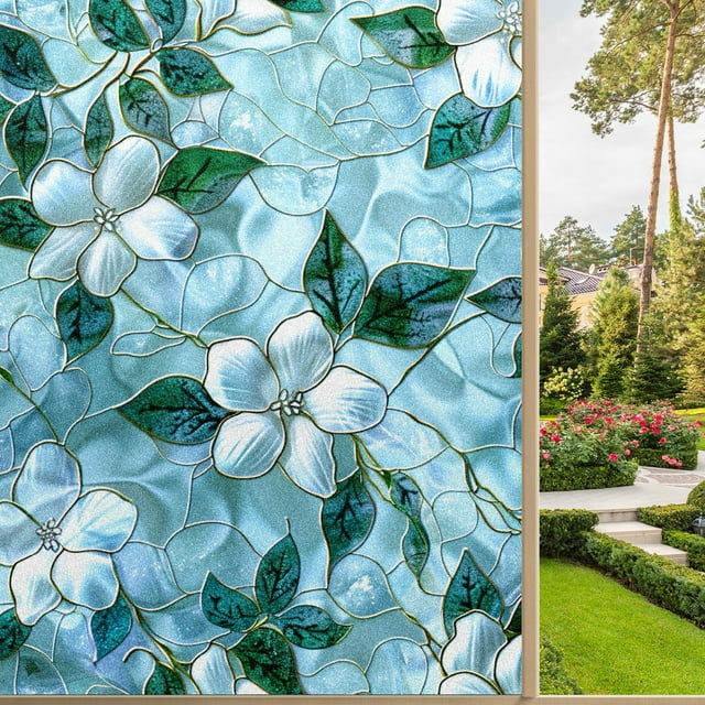 Frosted Glass Window Film Privacy Film Stained Glass Decals for Bathroom Shower Door Non ...