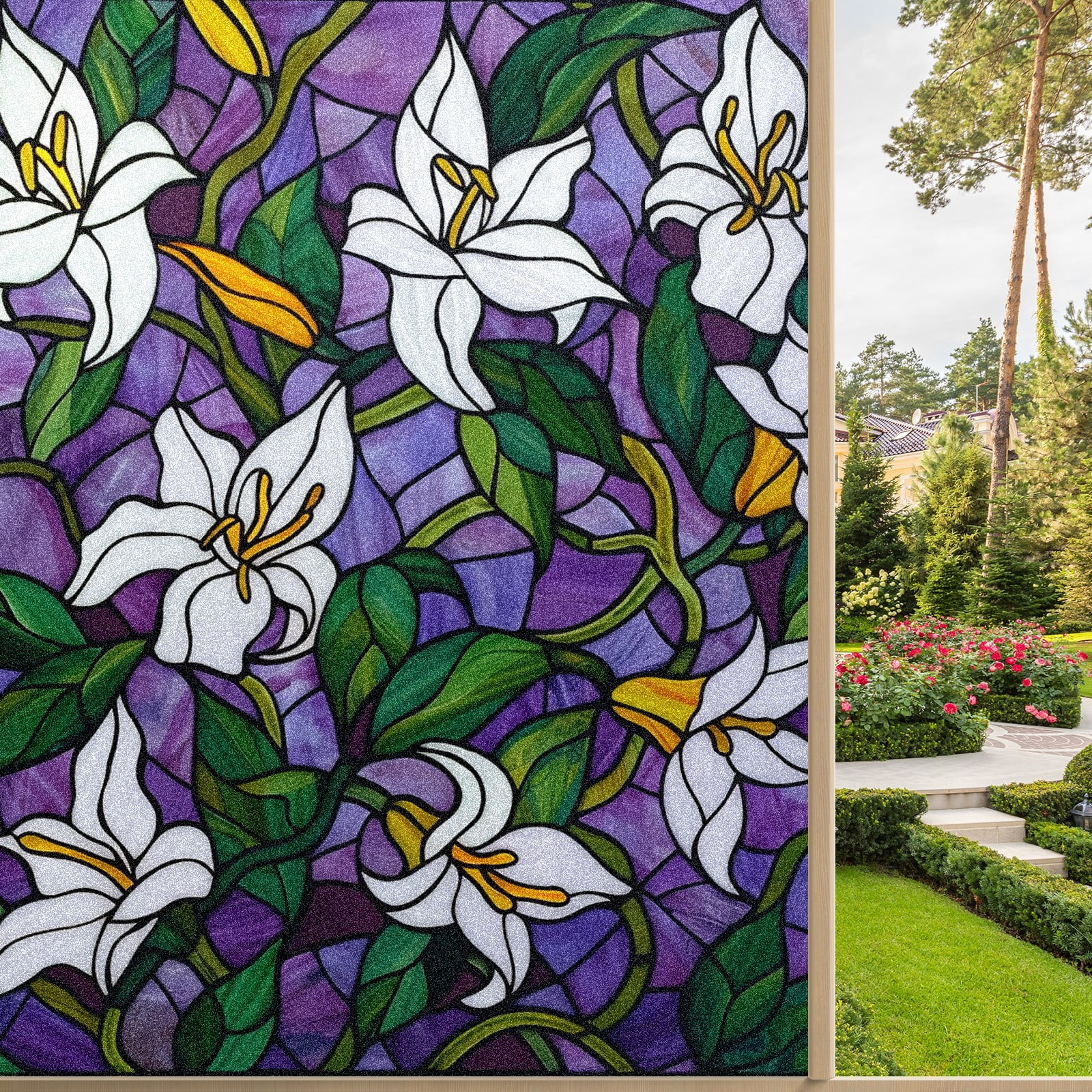 Frosted Glass Window Film Privacy Film Stained Glass Decals for Bathroom Shower Door Non ...