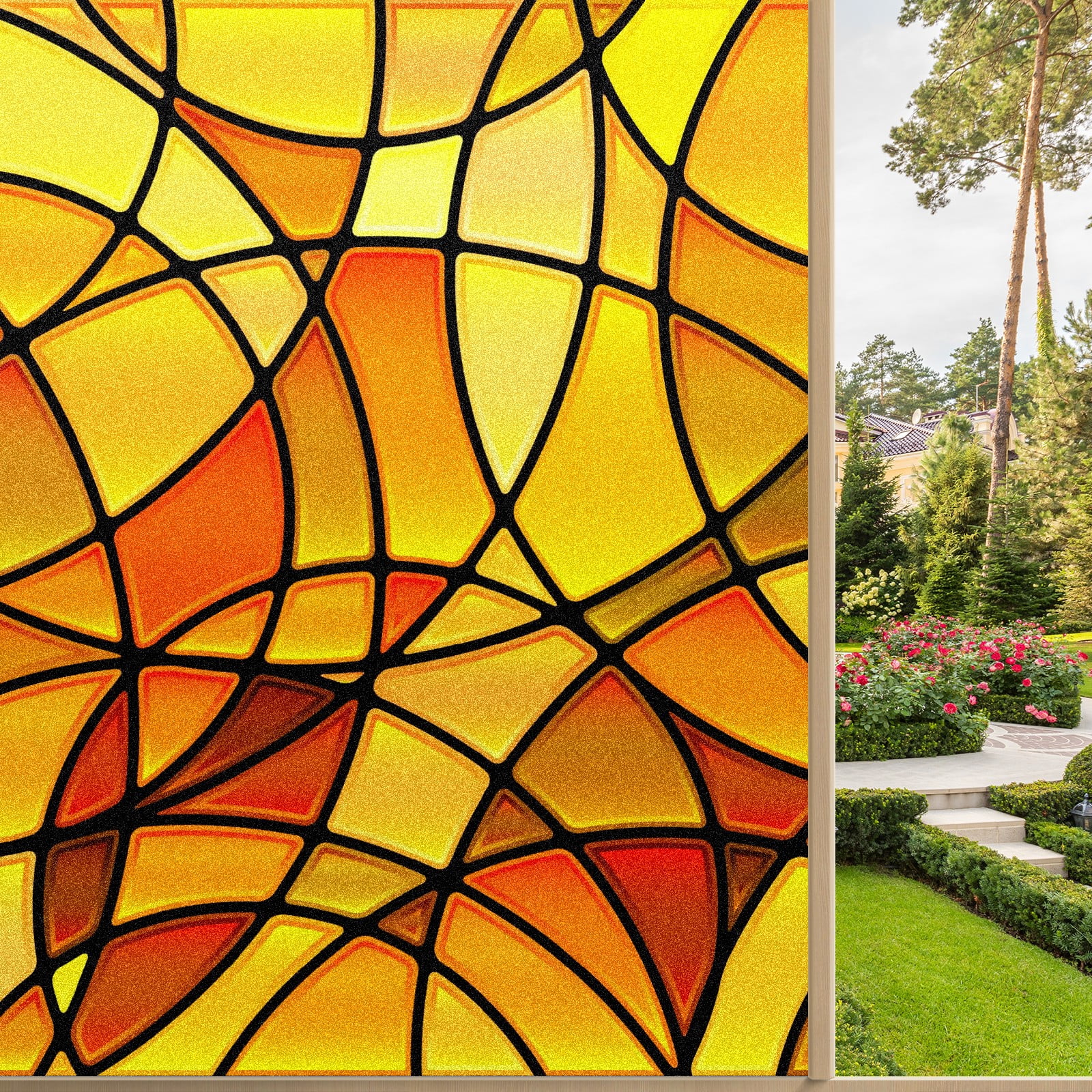 Frosted Glass Window Film Privacy Film Stained Glass Decals for Bathroom Shower Door Non ...